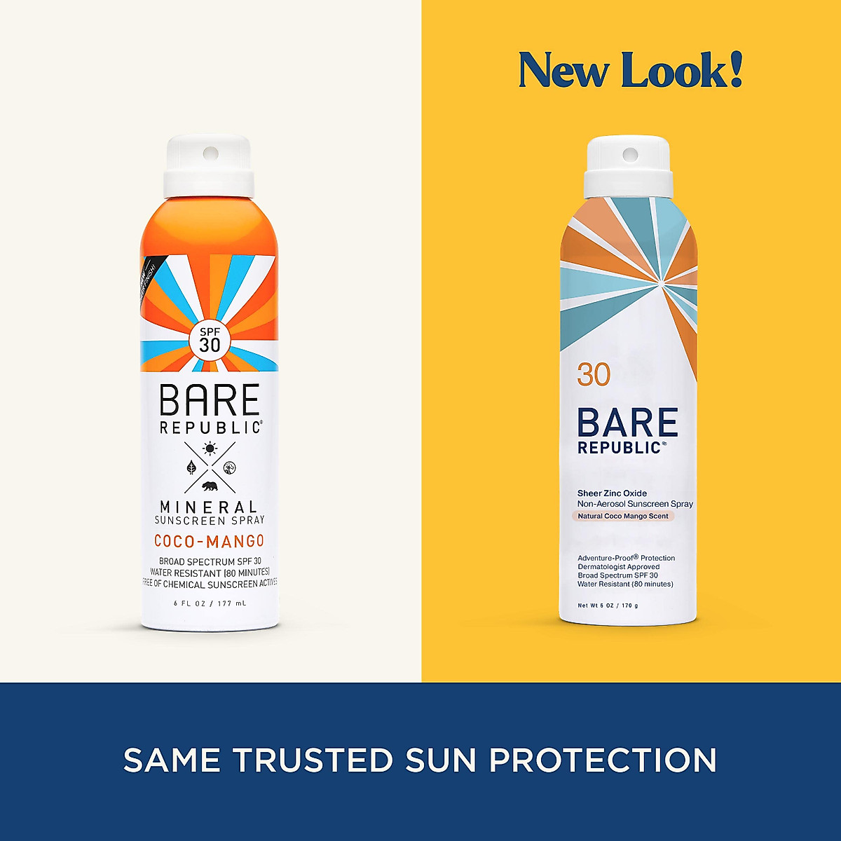 Bare Republic Mineral Sunscreen SPF 30 Sunblock Spray, Sheer and Non-Greasy Finish, Coconut Mango Scent, 6 Fl Oz