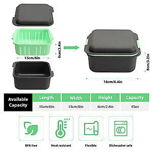 Microwave Steamer Cookware for Vegetables or Prep Meal Steam Fresh with Removable Strainer 1.35L, Silicone BPA Free Multifunctional Steamer Bowl Basket Food Container, 6x6x3 Inchs for 1-2 People