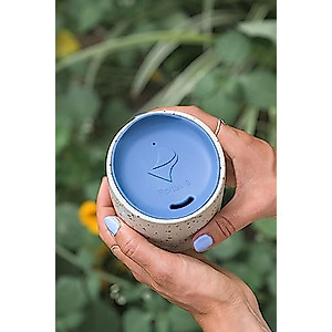 Reusable Coffee Cup Silicone Lid – Fits Any Tumbler, Water Bottle, & Ceramic Coffee Mug – Dishwasher-Safe Ceramic Travel Mug Lid Keeps Hot Cups Hot (Medium to Large - Navy)