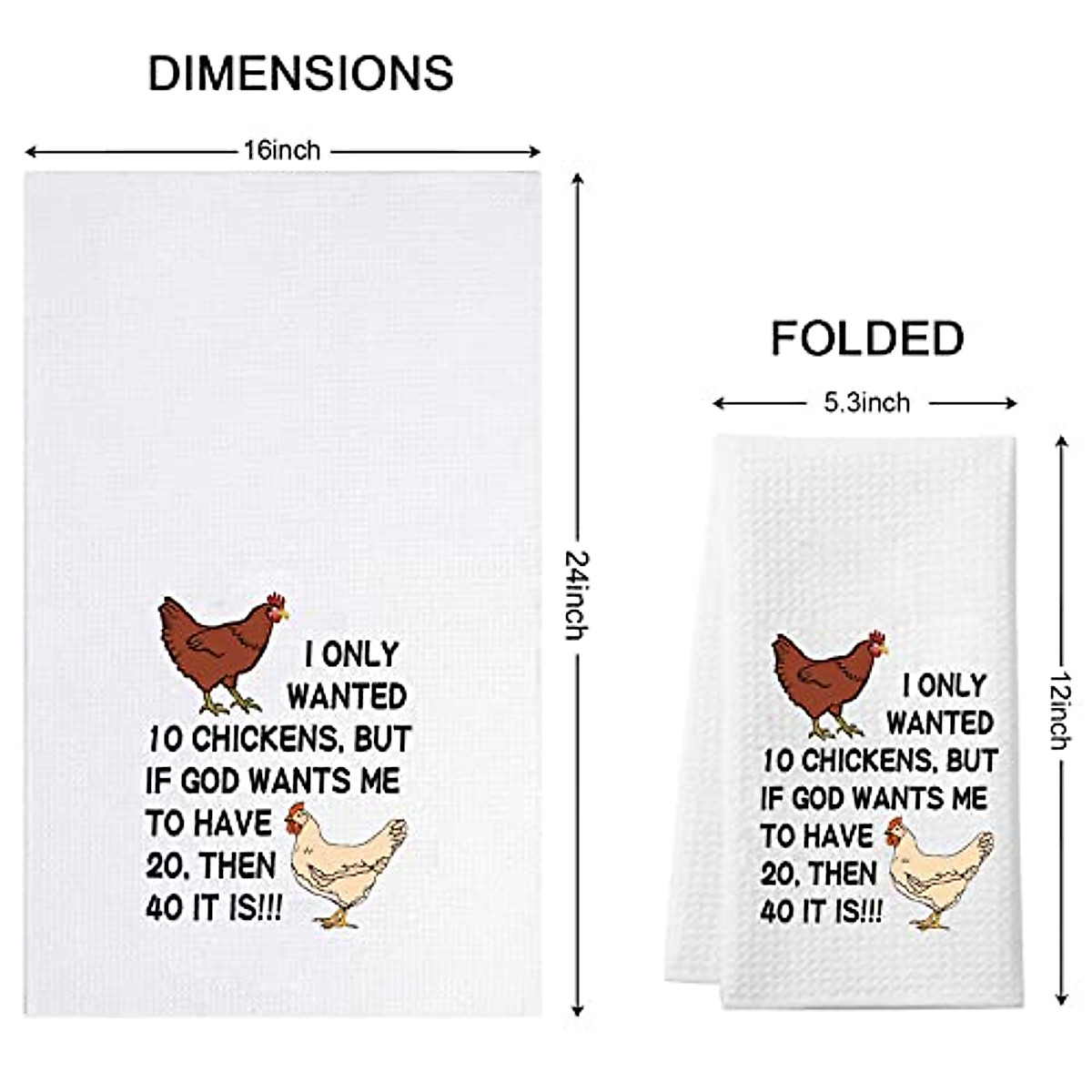 WCGXKO Chicken Gift Chicken Lover Gift Funny Chicken Kitchen Towels Housewarming Gift for Chicken Owner (40 Chickens)