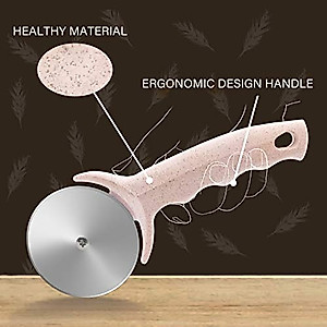 HELEERON Pizza Cutter Wheel, Stainless Steel Pizza Cutter with Cover, Super Sharp Pizza Slicer-Dishwasher safe,Smooth Rotating Pizza Wheel Safe with Healthy Material (Pink）