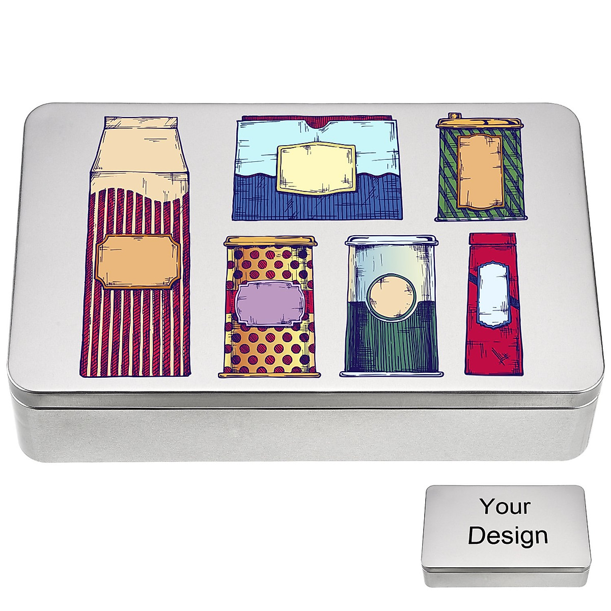 Hotop 1 Pack 8.5 by 5.3 by 1.9 Inch Silver Rectangular Empty Tin Box Containers, Gift, Jewelery and Storage Tin Kit, Home Organizer