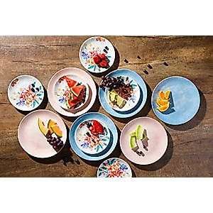 Spice by Tia Mowry Goji Blossom Decorated Porcelain Dinnerware Set, Pink, 12-Piece