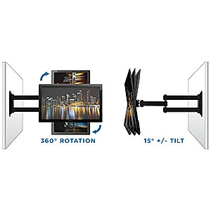 Mount-It! TV Wall Mount Monitor Bracket with Full Motion Articulating Tilt Arm, 15" Extension Arm Fits 17 19 20 22 23 24 26 27 28 29 30 32 35 37 39 42 47 LCD LED Displays up to VESA 200x200