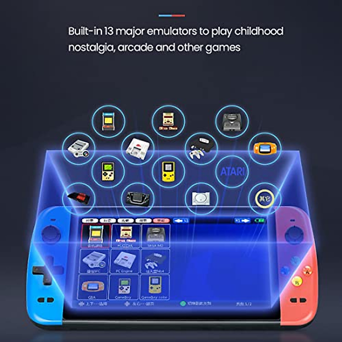 JANN Mini Retro Handheld Game Console, Retro Game Player, Portable Video Game Console 7 Inch Screen Built-in 6,000 Classic Game, 64G Retro Arcade for Kids & Adults