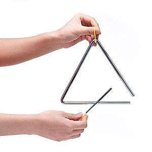 Triangle Instrument 3 Packs 6 7 8 Inch Percussion Instrument Set Hand Percussion Triangles with Striker