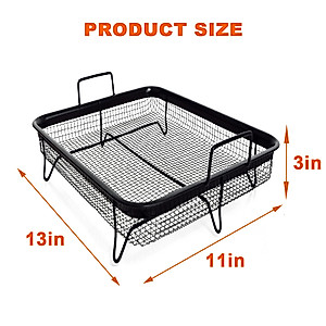 Air Fryer Basket for Oven,13”*11”*3.3" Crisping Basket Air Fry Crisper Basket Non-Stick Air Fryer Replacement Part Stainless Crisper Oven Tray for French Fry/Frozen Food