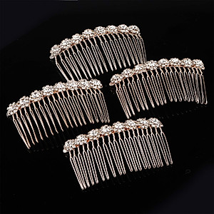 WBCBEC 4 Pack High-grade Alloy Diamond Rhinestone Flower Hair Side Combs Wedding Bridal Jewelry Hair Clips for Women