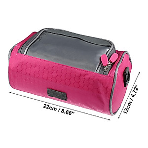 X AUTOHAUX Bike Handlebar Bag Bike Triangle Frame Bag with Touch Screen Phone Holder Polyester Adjustable Waterproof Bicycle Front Storage Bag for Road Mountain Bikes Red