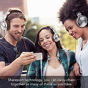 Over Ear Headphone, Wired Premium Stereo Sound Headsets with 50mm Driver, Foldable Comfortable Headphones with Protein Earmuffs and Shareport for Recording Monitoring Podcast PC TV- with Mic (Silver)