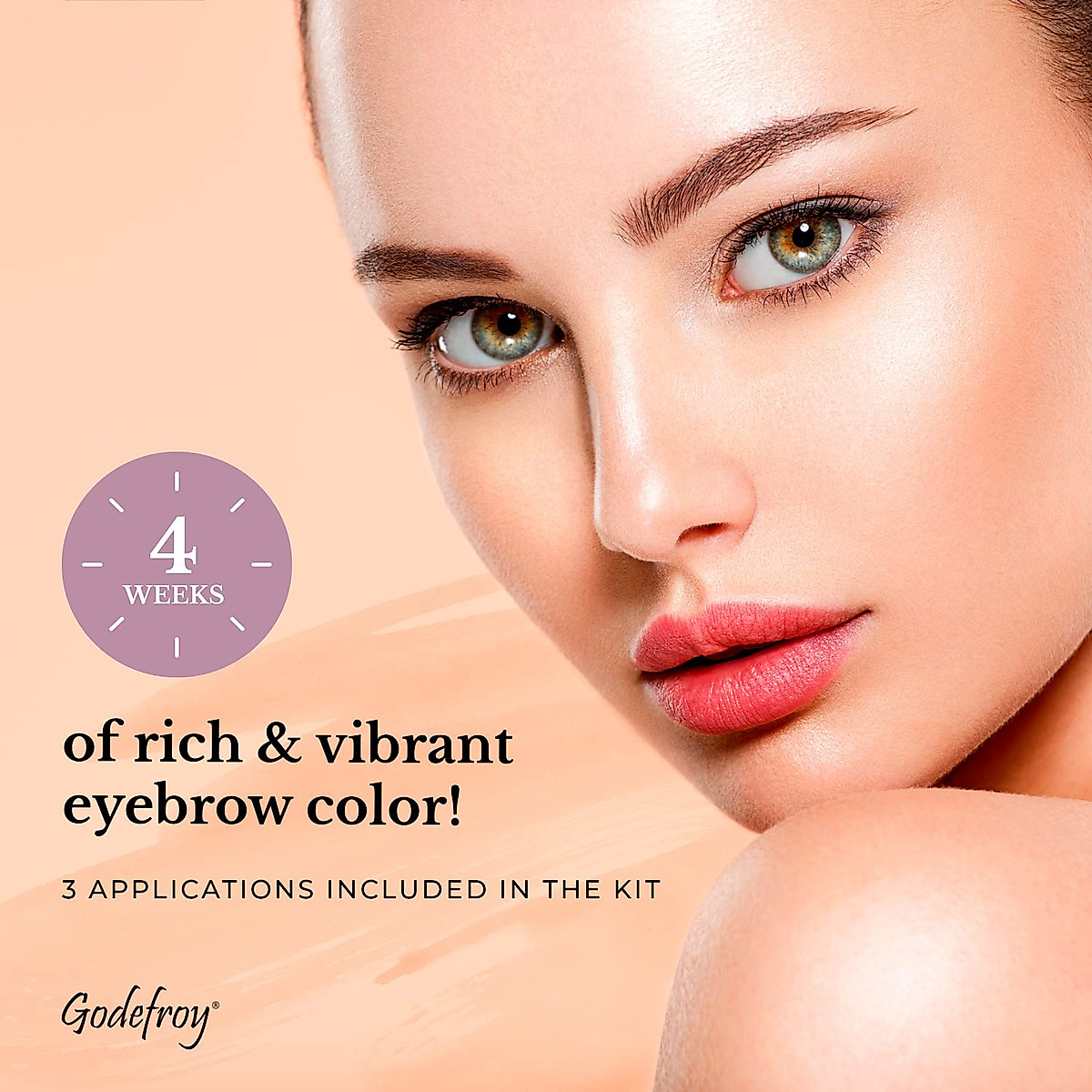 Godefroy Instant Eyebrow Color, Dark Brown, .18 ounces, 12-weeks of long lasting brow color, 3-applications per kit