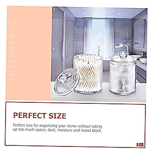 Veemoon 6 pcs Swab Swabs Salts Round Holder Tip Rounds Gauze Floss Organization Container Clear Acrylic Sundries Organizer Organizers Q Bathroom Canister Ball Convenient Home Dispenser