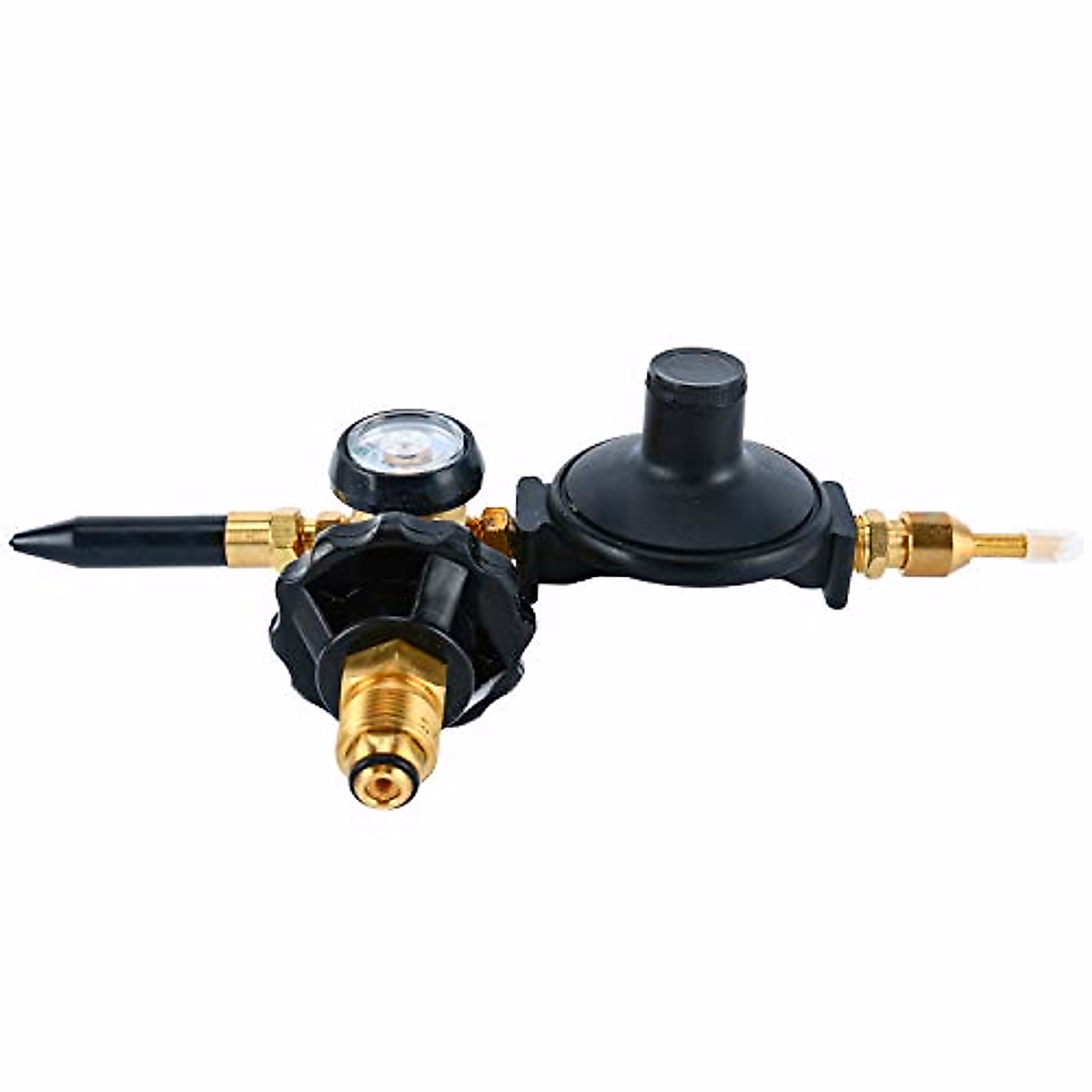 YaeTek Balloon Inflator Dual Mylar and Helium Latex Balloon Filler Valve Fits CGA-580 Tank Air Flow Inflator Regulator 0-3000 PSI (With Auto Foil Balloon Shut Off Valve) Pkg/1