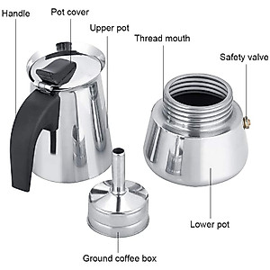 Stainless Steel Stovetop Espreeso Machine 9cup/450ml Coffee Maker Moka Pot Espresso Maker Italian Espresso Coffee Maker for Induction and Gasstove Electric Percolator Coffee Pot Espresso Pot
