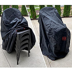 Turtle Life Stackable Patio Chair Covers Waterproof Outdoor Furniture Covers with 1 Upgrade Air Vent and 1 Buckle, Black, 30" W x 36" D x 45" H