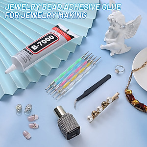 B7000 Jewelry Glue Clear for Rhinestone, Cridoz 3.7 fl oz Craft Adhesive Glue with Precision Tip Multi Function Fabric Glue for Metal Stone Graduation Photo Charms Nail Art Bead Jewelry Wood Glass