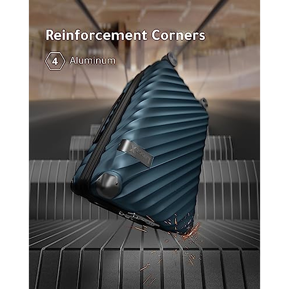 PC 3 Piece Luggage Sets with Spinner Wheels - Expandable Hard Suitcases with Wheels - Travel Luggage TSA Approve (Blue Suitcase)