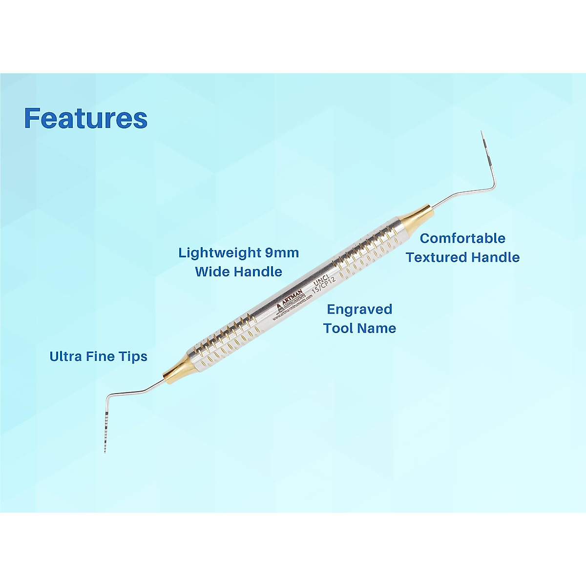 ARTMAN INSTRUMENTS Dental Hygienist Tool Kit (10 PCs) – Includes Mirror, Probe, Tweezer, Scalers, Pocket Probe, Curettes – Prophylaxis Teeth Cleaning Set, Autoclavable, with Sterilization Cassette