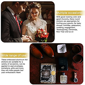 200 Pieces Envelope Embossed Sticker 're Invited Wedding Round Embossed Foil Seals Embossed Aluminum Foil Sticker Seal are Invited Stickers for Envelopes Invitations Present Decoration (Gold)