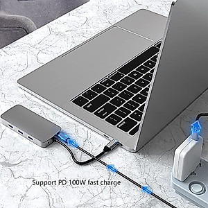 Port Expander USB C Hub 10 in 1 USB-C Splitter Hub with Ethernet, HDMI, VGA, 2 USB 3.0, USB 2.0, SD/TF Card Reader, 3.5mm Audio, USB-C PD USB Splitter