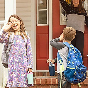 Hydrapeak Junior 14oz Insulated Kids Water Bottle with Straw Lid - Stainless Steel Double Walled and Leak-Proof Insulated Kids Water Bottle for School (Bubblegum/Cloud)