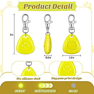 2 Pcs LED Dog Collar Light Waterproof Silicone Light up Dog Tag Clip on Flashing Dog Lights for Night Walking Camping Light for Dog Collar Pet Harness Leash Safety Paw Dog Tag Light (Green, Yellow)