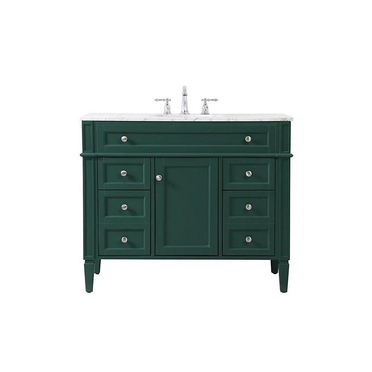 Elegant Decor Park Avenue 42" Metal MDF Marble Single Bathroom Vanity in Green