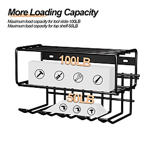 JULINE Power Tool Organizer, Garage Storage Drill Holder Wall Mount Garage Tool Organizers and Storage Power Tool Storage Rack Heavy Duty Floating Tool Shelf