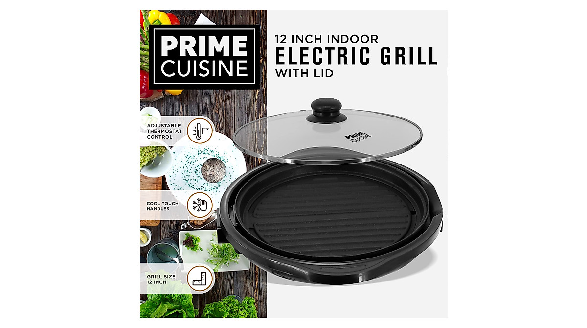 Prime Cuisine 12" Indoor Non-Stick Electric Grill