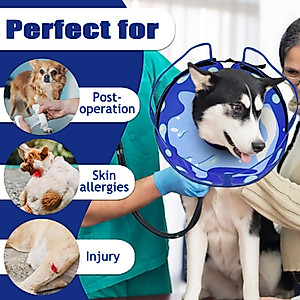 BARKLESS Dog Cone, Soft Dog Donut Collar After Surgery for Medium Large Dogs, Inflatable Dog Cone with Enhanced Anti-Licking Detachable Shield, Not Block Vision Dog Neuter Cone Alternative