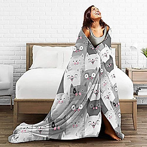 CUAJH Cute Cats Blanket for Adult 50"x60", Lightweight Soft Flannel Fleece Throw Blanket for Bed Couch Sofa Chair Office