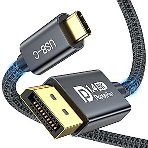 ULT-WIIQ USB C to Displayport 1.4 Cable Support 8K@60Hz 4K@144Hz 4K@60Hz 2K@240Hz G-SYNC, VRR, HDR, 32.4Gbps Type C to DP Cord Compatible Thunderbolt 4/3 & USB4 for iPhone 15, iPad, MacBook Pro 3.3FT