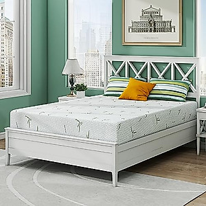 IULULU King Mattress 10 inch Bamboo King Size Memory Foam Mattress in a Box Bed Mattress Cool Gel Mattresses King Medium Firm, CertiPUR-US,Green