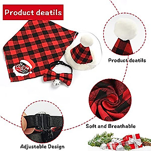 Dog Christmas Outfit,Christmas Dog Hat,6Pcs Christmas Dog Clothes Costume Dog Bandanas