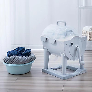 Portable Hand-Operated Drum Washing Machine, Non-Electric Manual Clothes Washer Dehydration, Hand Crank Laundry Wringer Washing Machine, Spin Dryer for Camping Apartments RV Dormitory Business Trip