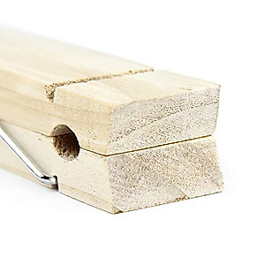 6 Inch, Giant Clothespins, Jumbo Wood Clips for DIY Craft, Bathroom or Laundry Room Decoration, 2 PCS