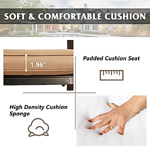 MAGIC UNION 2 Pieces Patio Dining Chairs, Outdoor Cast Aluminum Chairs with Armrest, Patio Bistro Chair Set of 2 for Garden, Backyard, Deck (2pcs A- Grid Chair with Khaki Cushion)