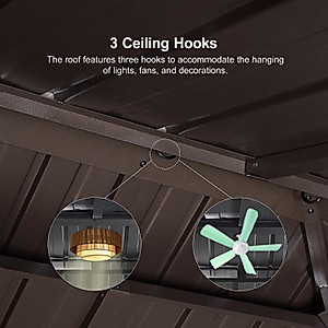 PURPLE LEAF 6' X 8' Hardtop Grill Gazebo for Patio Permanent Metal Roof with 2 Side Shelves Deck Yard Tent Aluminum Garden Outside Sun Shade Outdoor BBQ Canopy