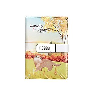 Notebooks B6 Notebook Creative Password Lock Journal Lock Diary Digital Password Notebook Locking Journal Diary，Students, Young People Use Journal Diary (Color : Yellow)