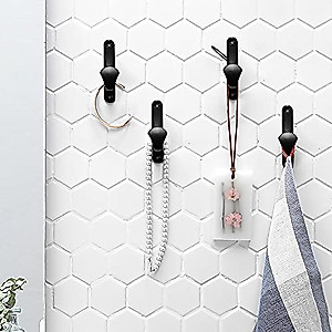 DECMATE 5 Packs Heavy Duty Wall Mounted Coat Hooks with 10 Screws Hardware Contemporary Metal Single Hooks Flat Black for Hanging Coat, Scarf, Bag, Towel, Cap, Cup, Hat …