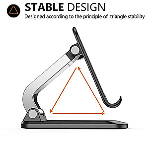 Rayboen 2 Pack Phone Stand for Desk, Portable Cell Phone Holder, Fordable Desktop Phone Cradle Dock for Office Height Angle Adjustable Compatible with All Mobile Phones