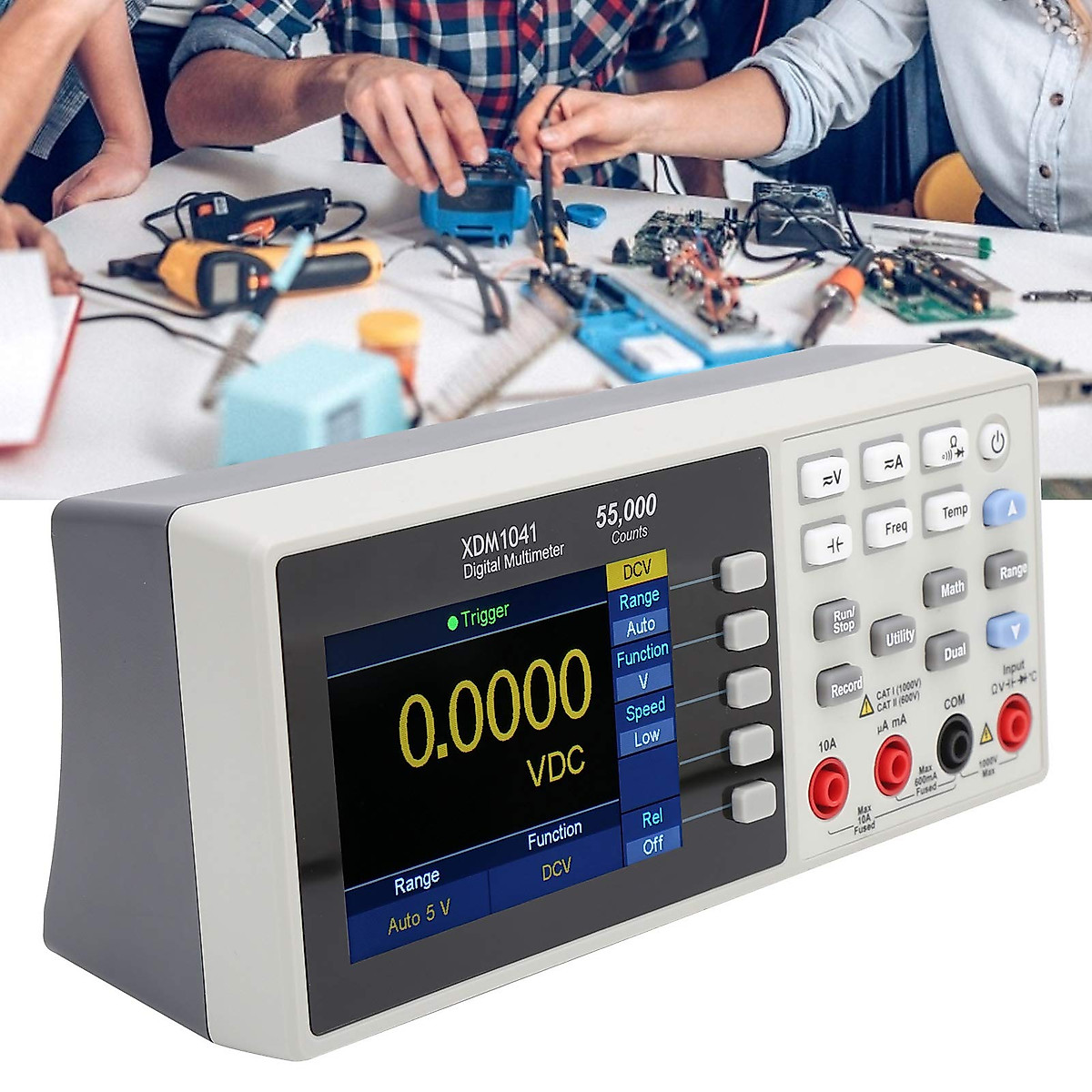 Mini Desktop Multimeter, 55000 Counts 3.7in LCD Digital Multi Tester, AC/DC Current, AC/DC Voltage, Resistance, Capacitance(US Plug)