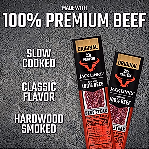 Jack Link’s Premium Cuts Beef Steak, Original, Great Protein Snack with 23g of Protein and 2g of Carbs per Serving, Made with Premium Beef, 2 Ounce (Pack of 12)
