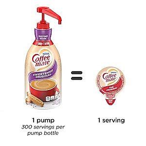 Nestle Coffee mate Coffee Creamer, Sweetened Original, Concentrated Liquid Pump Bottle, Non Dairy, No Refrigeration, 50.7 Ounces (Pack of 2)