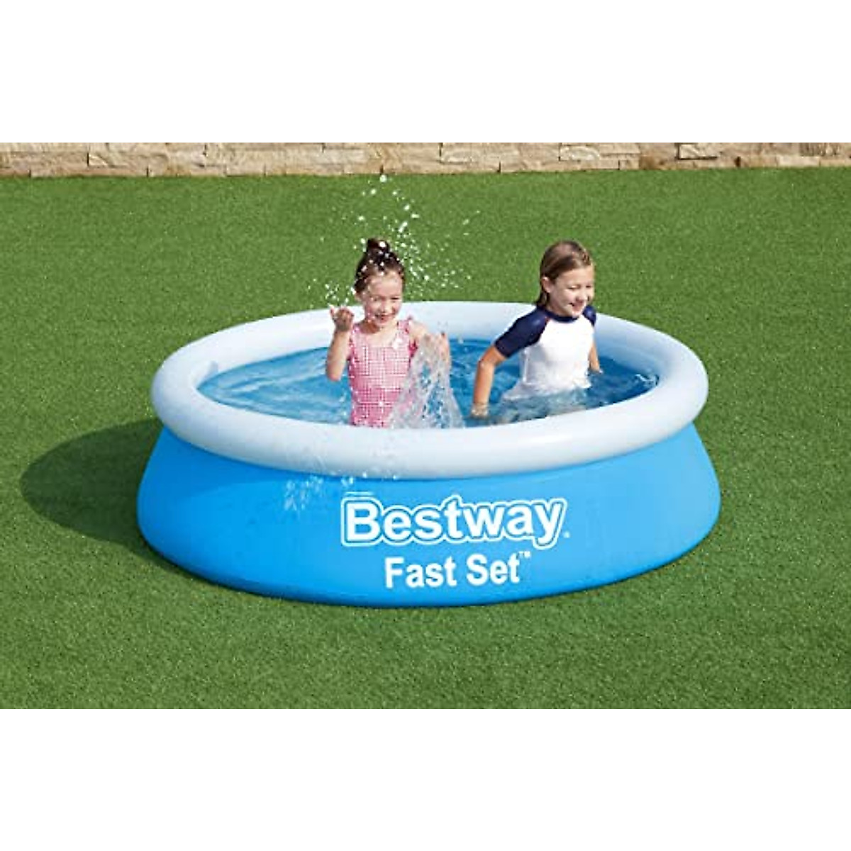Bestway Fast Set 6 Foot x 20 Inch Round Inflatable Above Ground Outdoor Swimming Pool with 248 Water Capacity and Repair Patch, Blue (Pool Only)