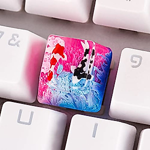 Backlit Key Cap for Cherry MX Mechanical Koi Fish Resin Artisan Keycaps 1U