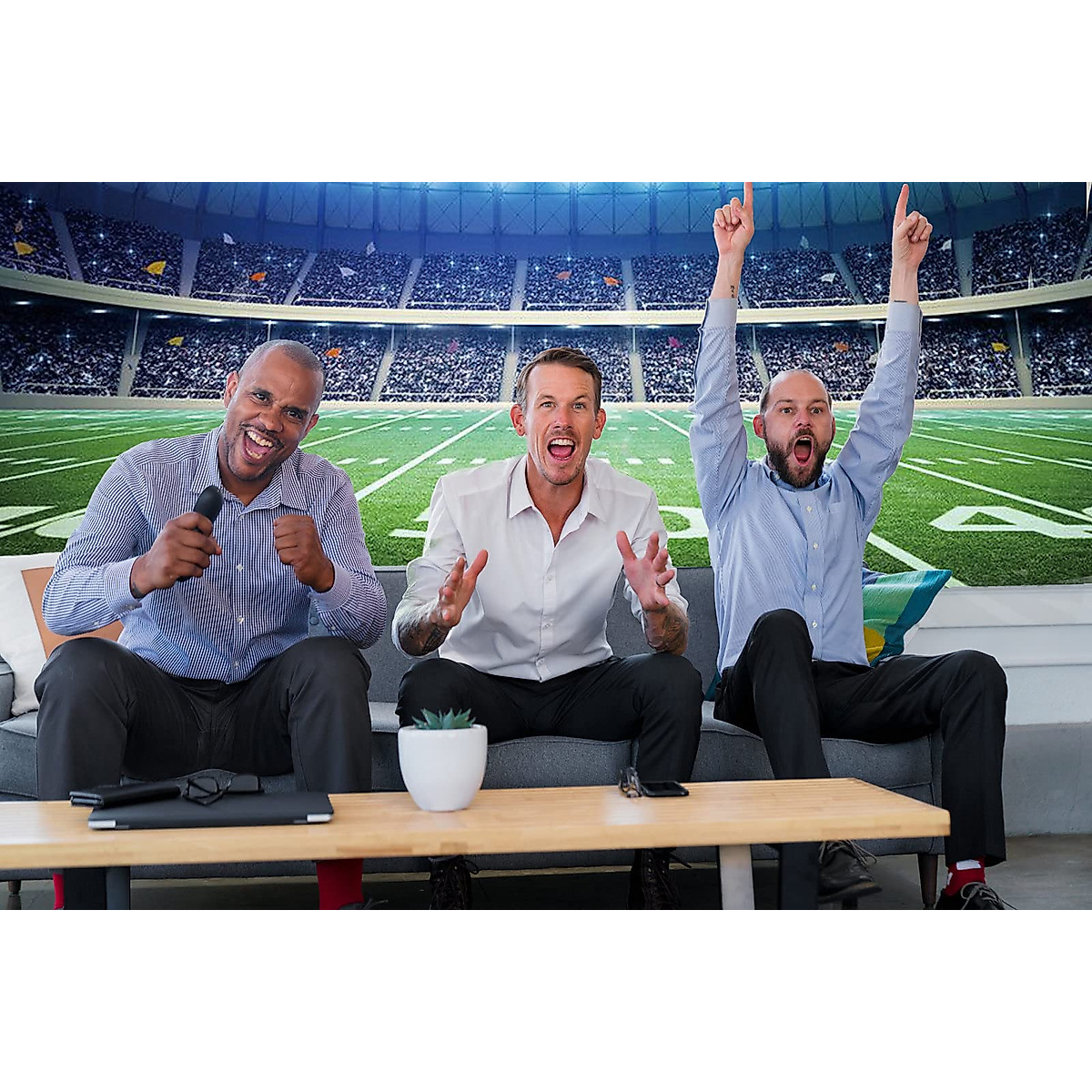 LYWYGG 8X6FT Super Bowl Backdrop Football Field Backdrop Photography Props Auditorium Light Themed Bowl Night Spotlight Decorations Photo Studio Props CP-306-0806