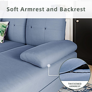 Shintenchi Sectional Couches for Living Room, U Shaped Sofa Couch with Double Chaise, 4-Seat Living Room Furniture Sets with Soft Cushion & Linen Fabric, Blue