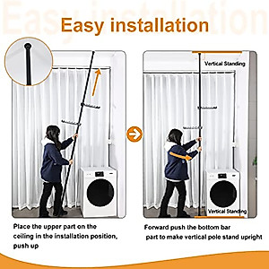 Hershii Telescopic Clothing Rack for Hanging Clothes Laundry Tension Pole 4 Tiers Coat Tree Garment Drying Stand Floor to Ceiling Corner Storage Organizer Holder for Indoor, Balcony - Black