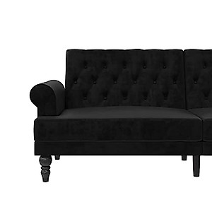 Novogratz Cassidy Upholstered Futon, Black Velvet
